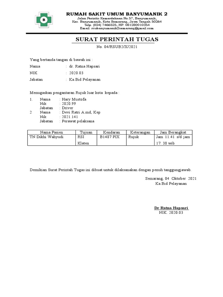 Form Surat Perintah Tugas | PDF