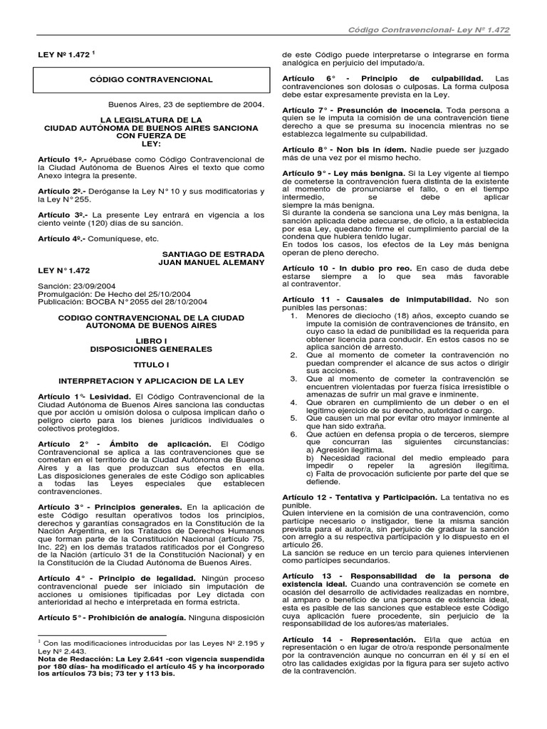 Codigo Contravencional Caba | PDF | Multa (pena) | Estatuto de limitaciones