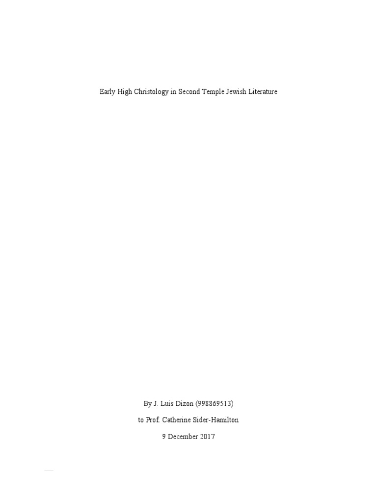 Early High Christology in Second Temple | PDF | Jesus | Monotheism
