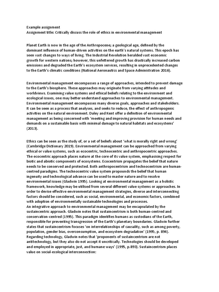 Example Environmental Assignment | PDF | Environmental Resource ...