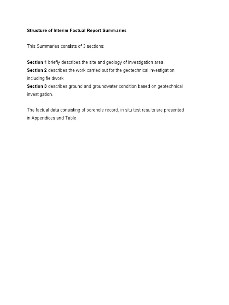 Structure of Interim Factual Report Summaries | PDF | Science & Mathematics