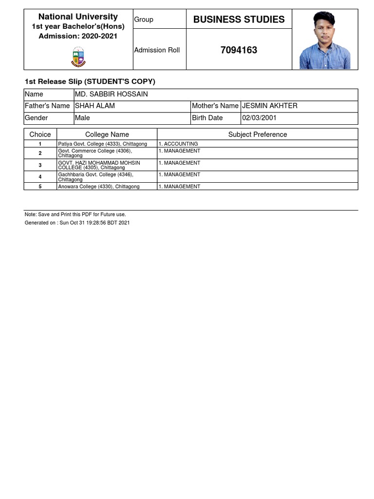 Release Slip Form | PDF