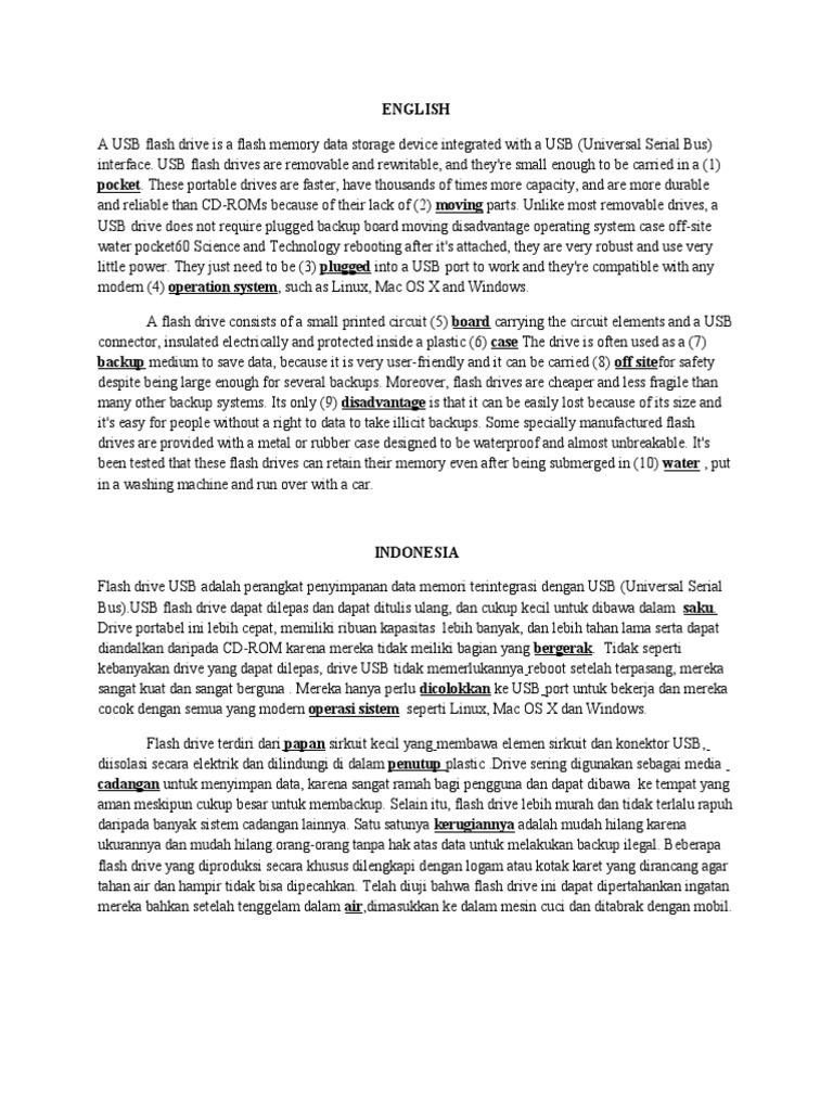 Bhs Inggris | PDF | Usb Flash Drive | Backup