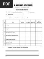 Department of Education: Parent Feedback Form | PDF
