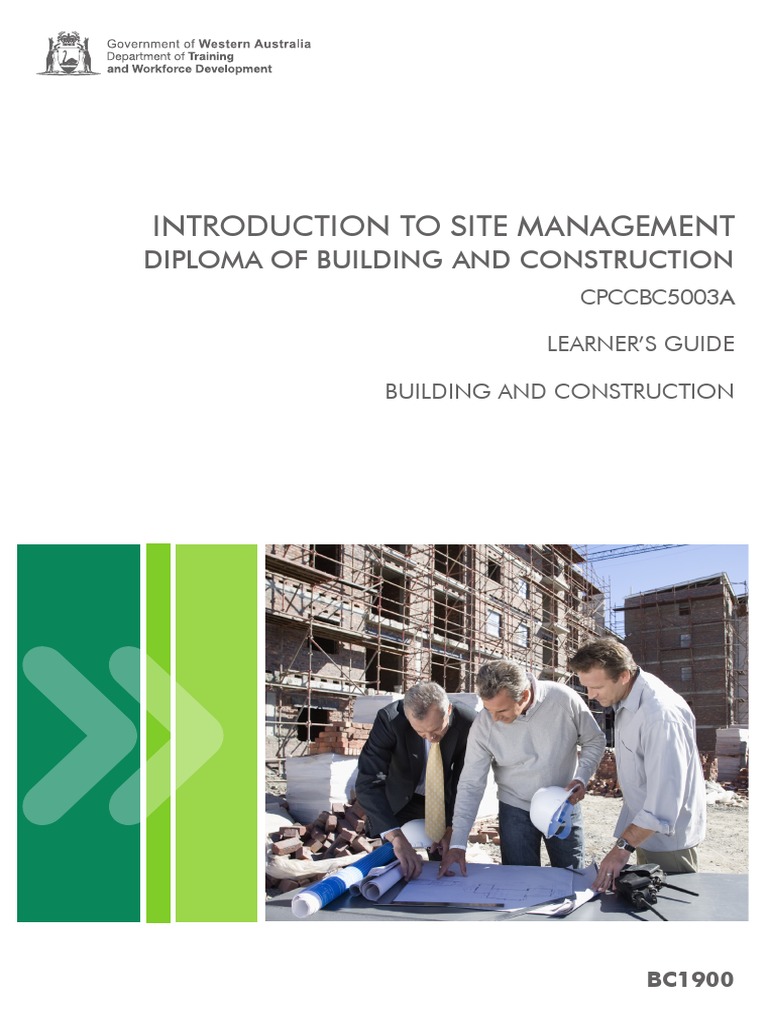Introduction To Site Management: Diploma of Building and Construction ...