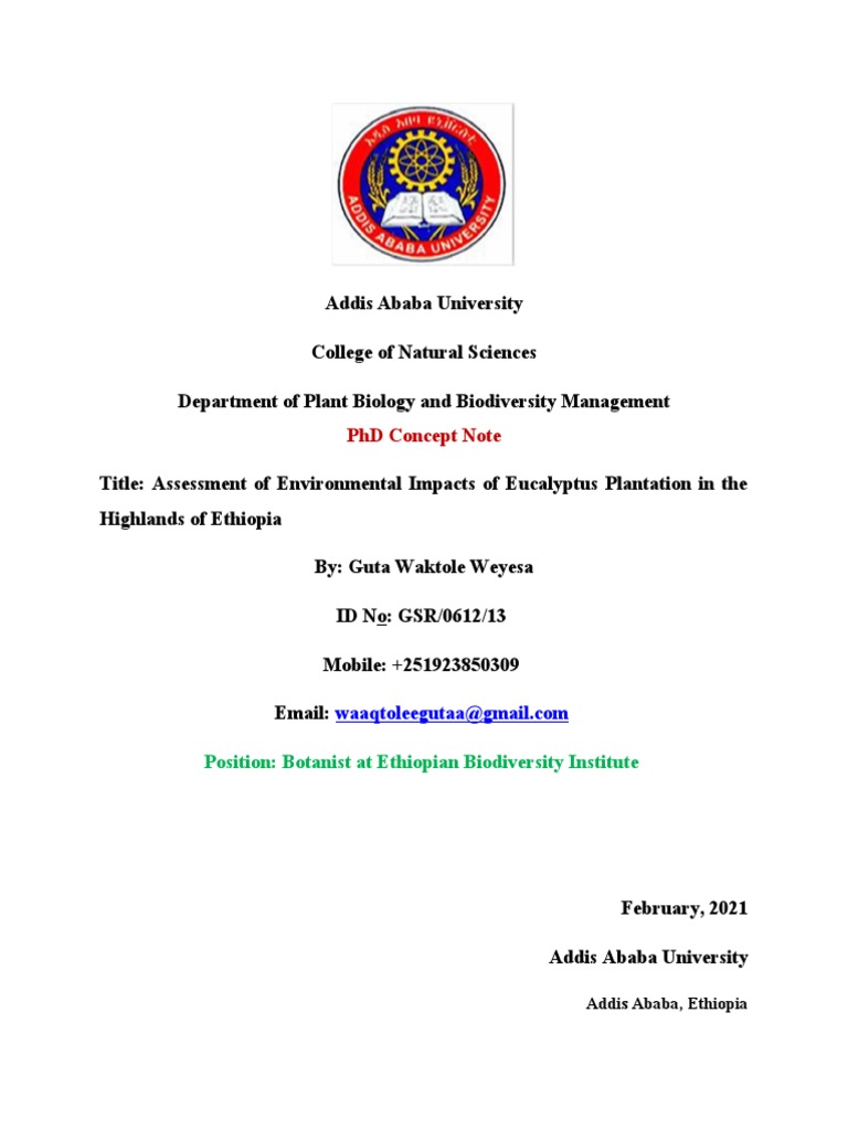 PHD Concept Note | PDF | Eucalyptus | Soil