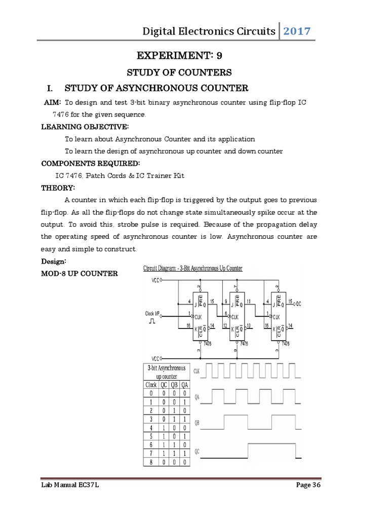 Digital Electronics Circuits: Experiment: 9 | PDF | Digital Electronics ...