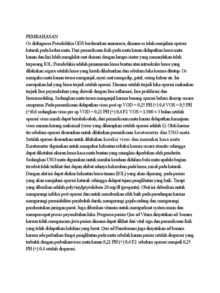 PEMBAHASAN Pseudofakia Dan Glaukoma | PDF | Pengembangan Diri | Sains & Matematika