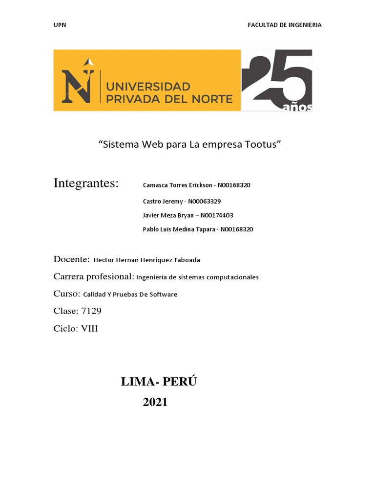 Informe Del Proyecto Final de Calidad .. | PDF | Php | Scrum (desarrollo de software)