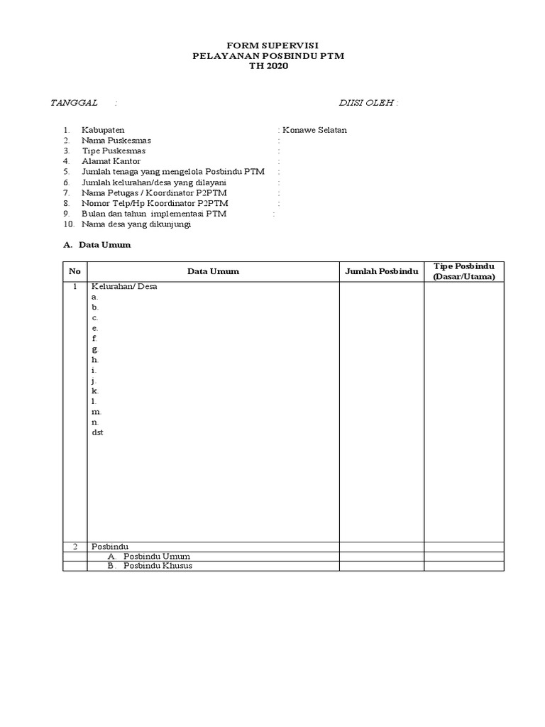 Formulir Monev Posbindu PTM 2020 | PDF | Pengembangan Diri | Sains ...