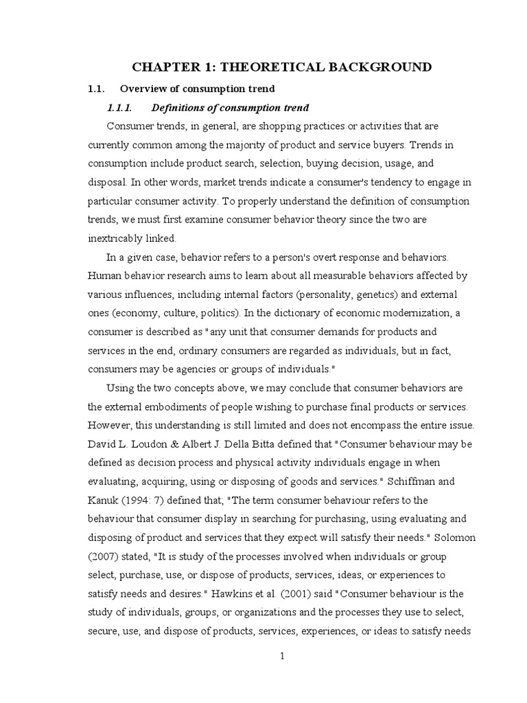 Chapter 1: Theoretical Background: 1.1. Overview of Consumption Trend ...