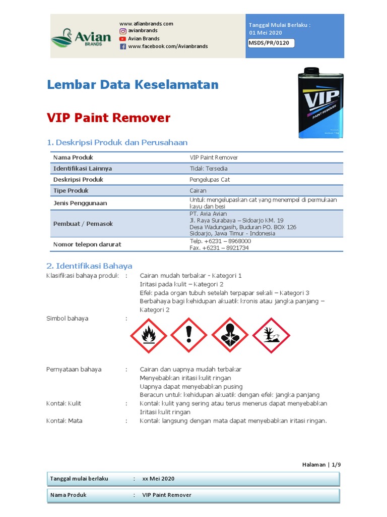 VIP Paint Remover MSDS New | PDF
