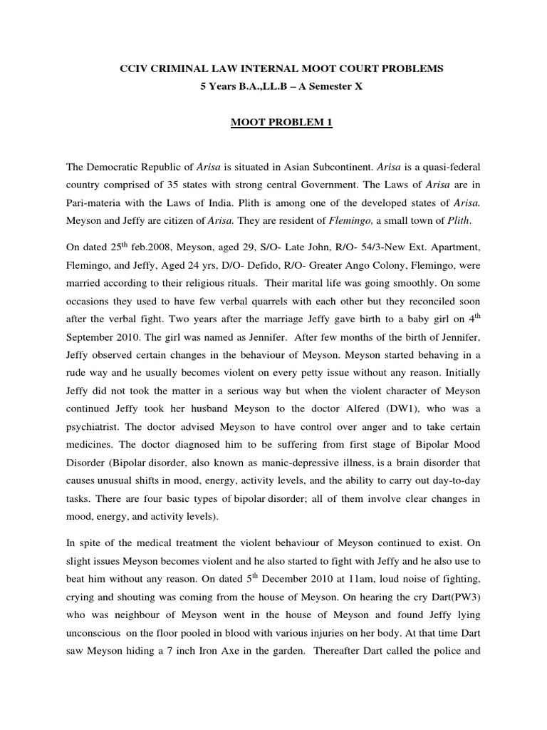 Criminal-Law Moot Problems | PDF | Acquittal | Adultery