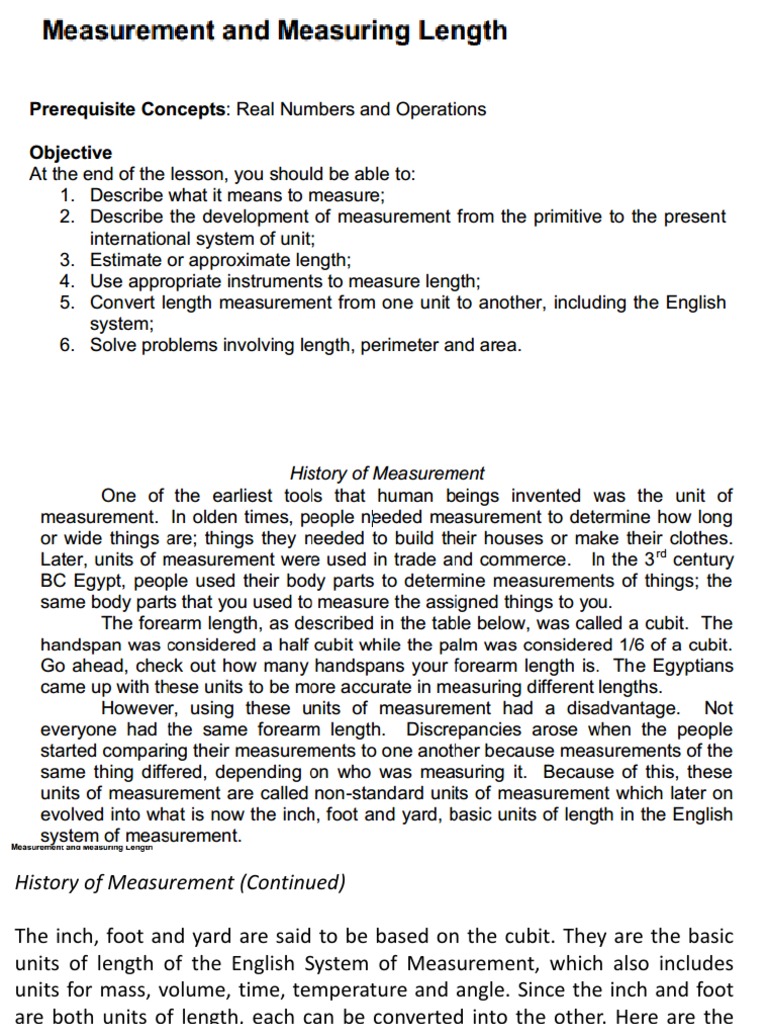 Math 7 - q2 Measurements | PDF | Foot (Unit) | Inch