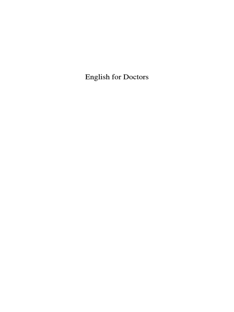 English For Doctors | PDF
