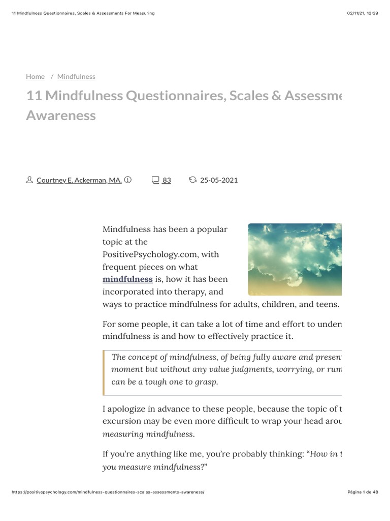11 Mindfulness Questionnaires, Scales & Assessments For Measuring | PDF ...