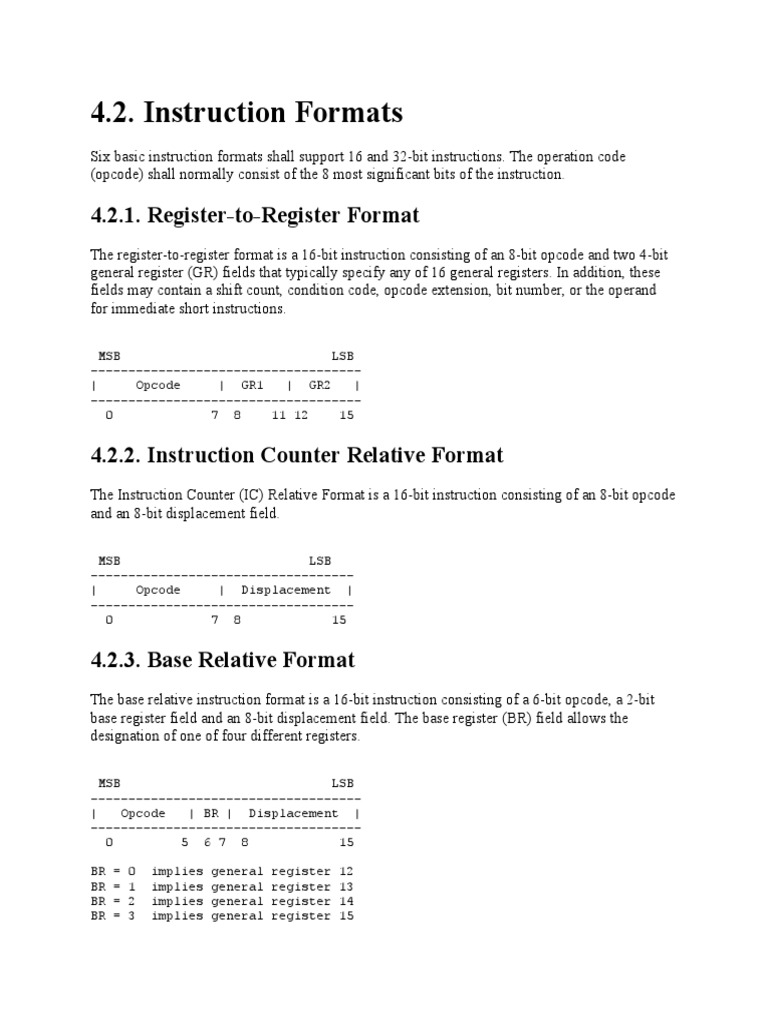 4.2. Instruction Formats: 4.2.1. Register-to-Register Format | PDF ...