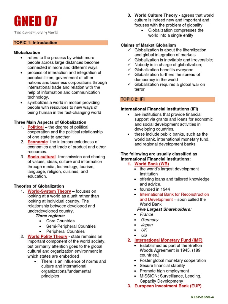 GNED 07 - Reviewer | PDF | Capitalism | Globalization