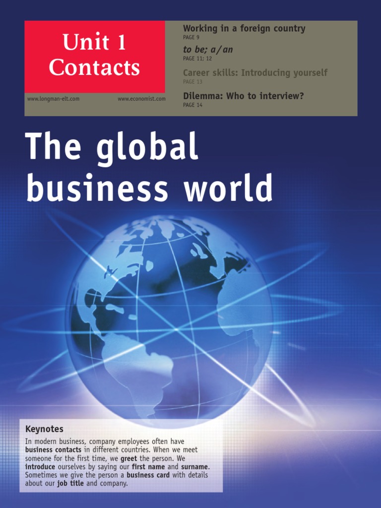 Unit 1 Contacts: The Global Business World | PDF | Human Communication ...