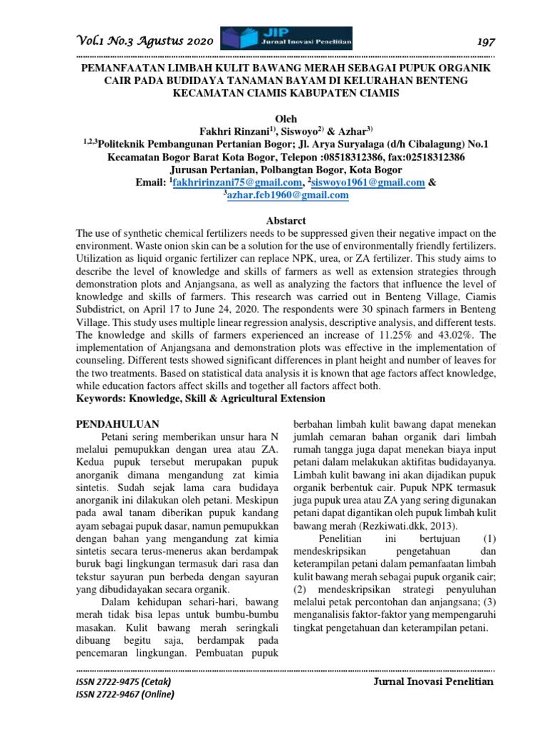 Pemanfaatan Limbah Kulit Bawang Merah Se Eba998e2 | PDF | Plant Nutrition