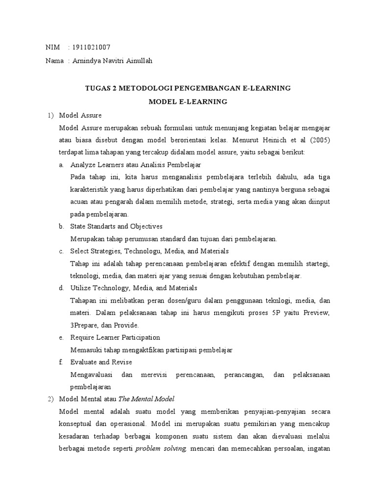 Tugas 2 Desain & Pengembangan Elearning | PDF