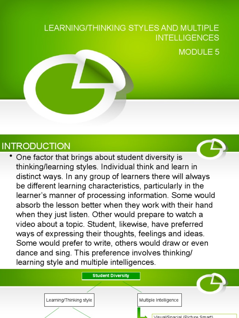 Learning/Thinking Styles and Multiple Intelligences | PDF | Learning | Learning Styles