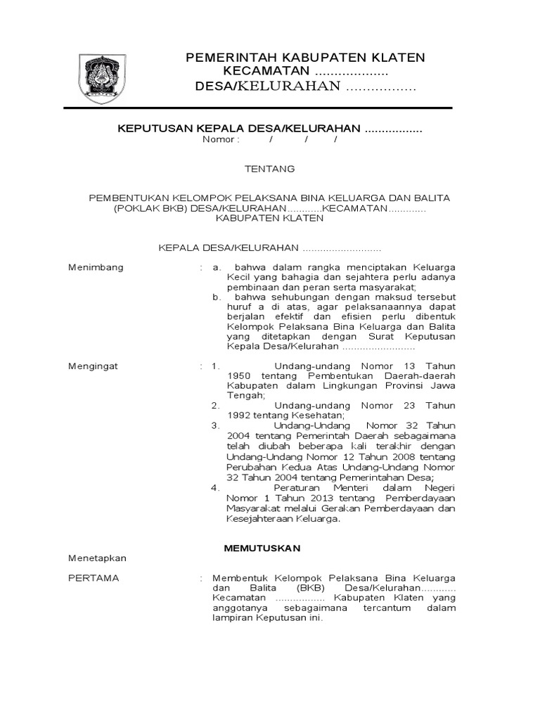 Contoh SK PKK | PDF