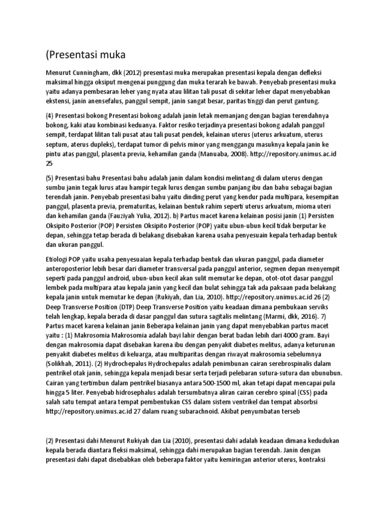 POSISI DAN PRESENTASI JANIN SAAT PERSALINAN | PDF