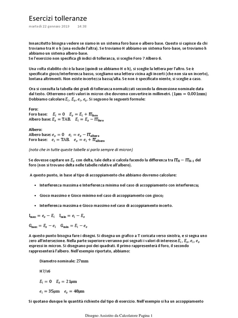 Guida Esercizi Su Tolleranze | PDF