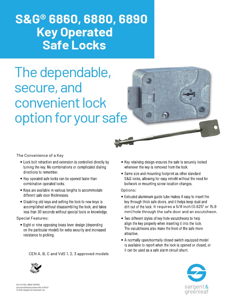 S&G Mechanical Key Lock-6800-Series - 2-15-2021. | PDF | Tools | Equipment