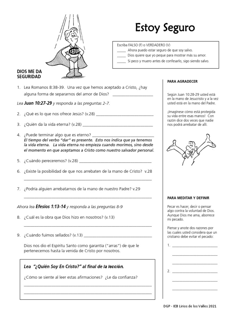 DGP - Pasos Esenciales de La Vida Cristiana 1 - La Nueva Vida en Cristo - Lección 3 | PDF ...