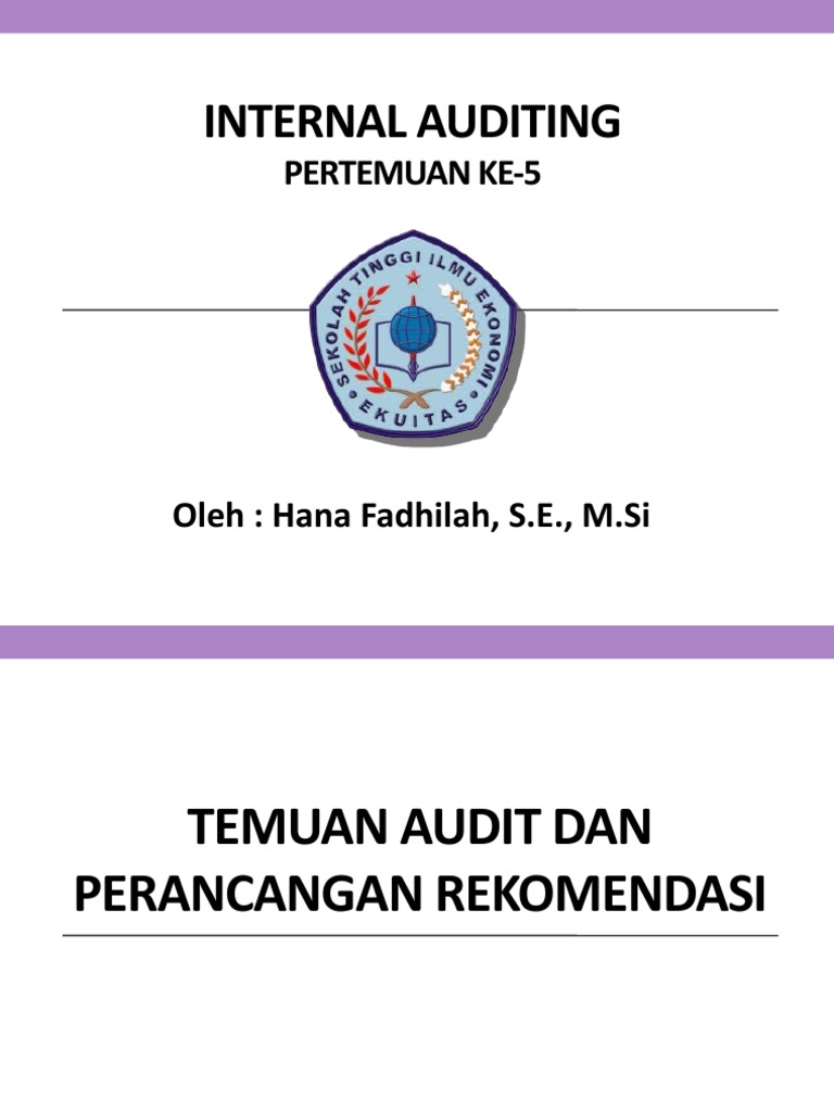 Pertemuan Ke-5 (Temuan Audit Dan Perancangan Rekomendasi) | PDF