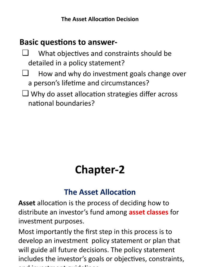 Basic Questions To Answer-: The Asset Allocation Decision | PDF ...