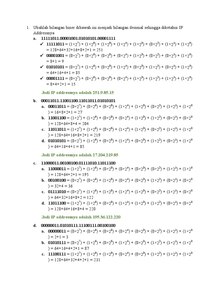 Konversi IP Address Biner dan Desimal | PDF | Pandemi