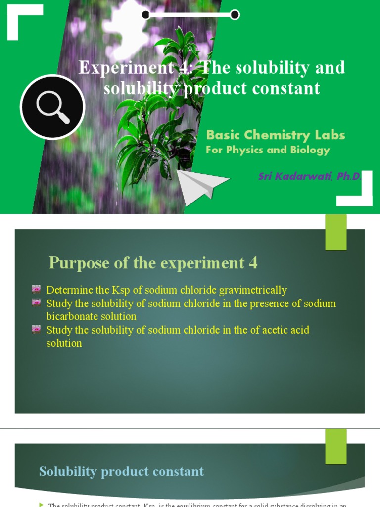 Experiment 4, KSP of NaCl | PDF | Solubility | Ion