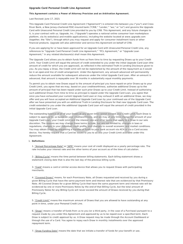 Credit Line Agreement | PDF | Finance & Money Management | Credit