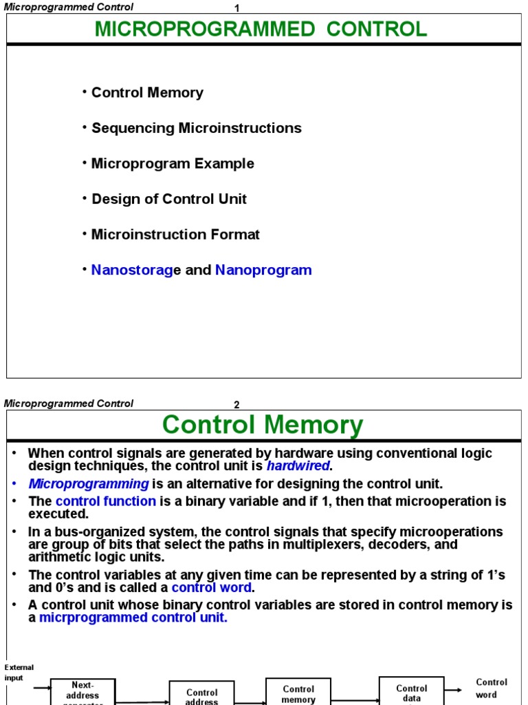 Micro Program Control Unit | PDF | Subroutine | Computer Data Storage