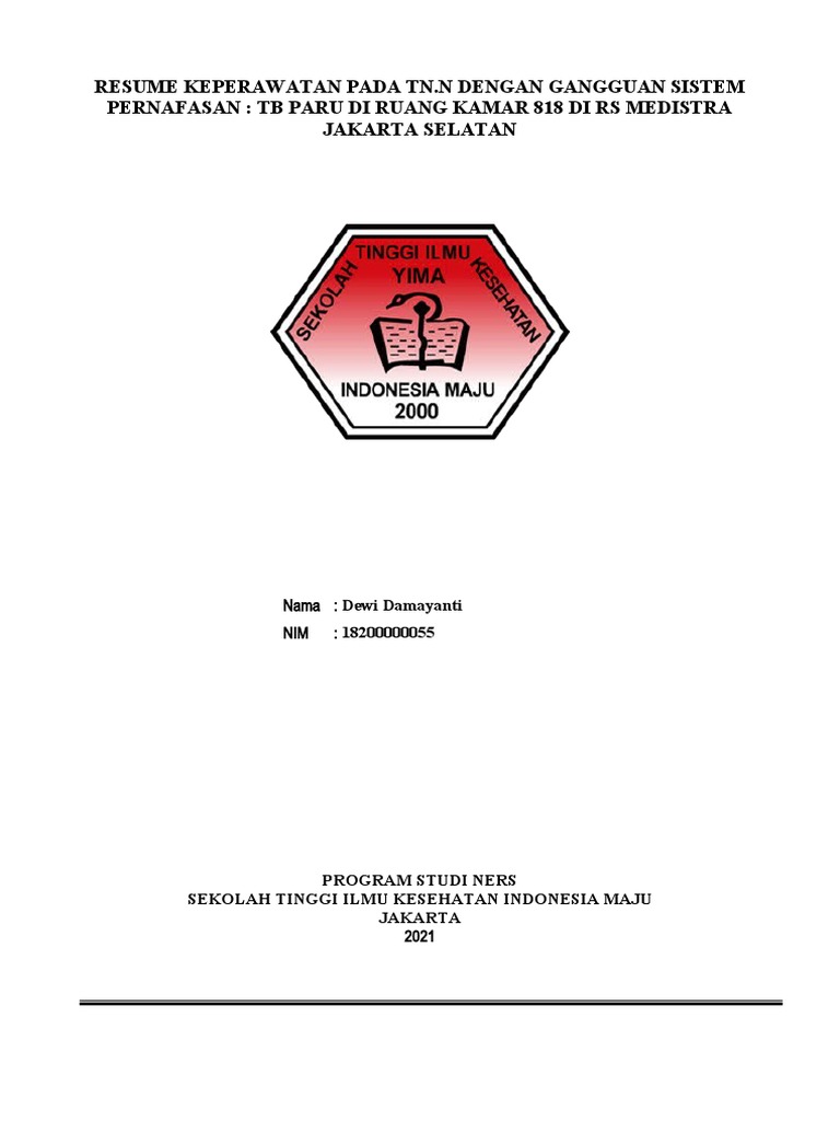 Resume Keperawatan TB Paru di RS Medistra | PDF