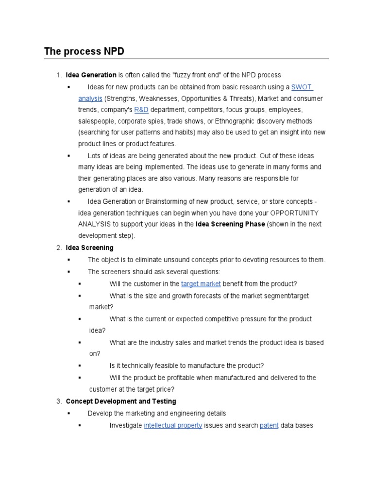 The Process NPD: Swot Analysis R&D | PDF | Business | Communication