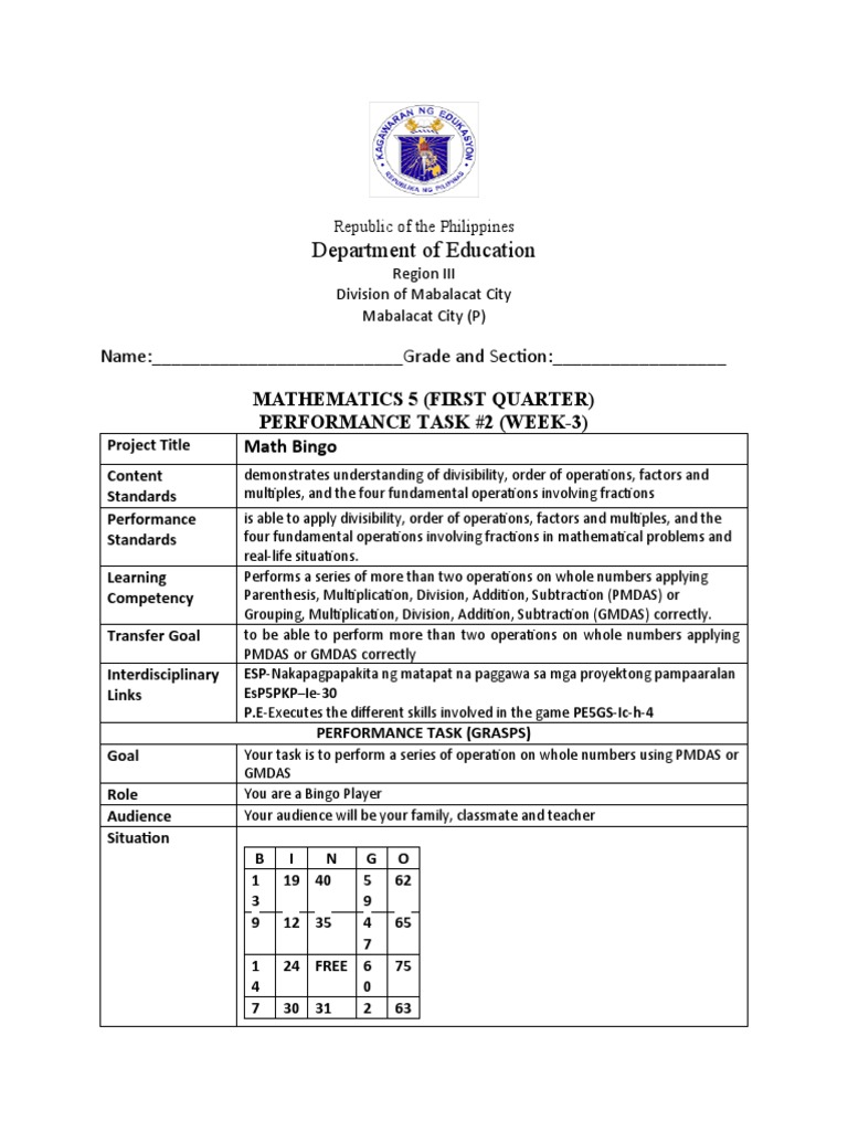 PETA 2 Math Q1 | PDF | Mathematics | Creativity