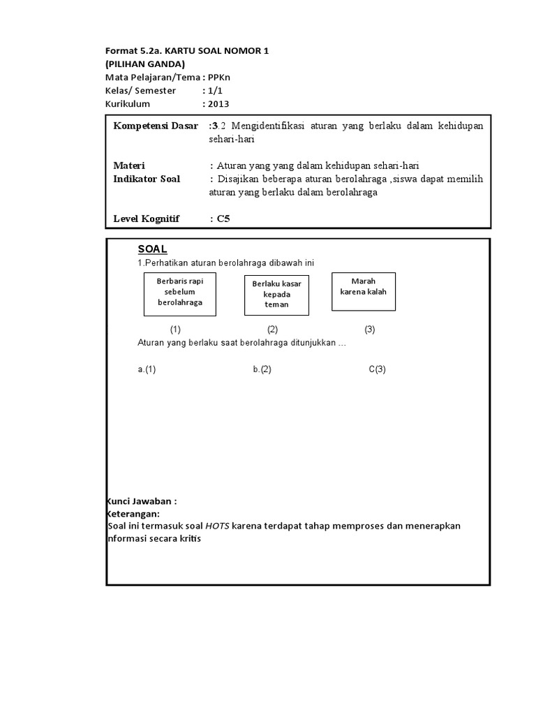 Kartu Soal - Pilgan, Uraian | PDF | Karier & Perkembangan | Sains & Matematika