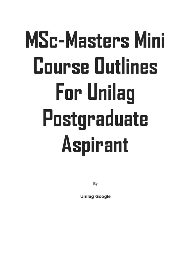 Unilag MSc Course Outlines 2020 | PDF | Economics | Engineering