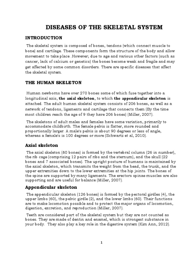 Diseases of The Skeletal System | PDF | Osteoporosis | Skeleton