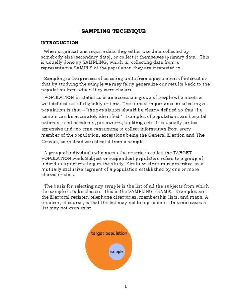 Sampling Technique | PDF | Sampling (Statistics) | Statistics Sampling Technique | PDF | Sampling (Statistics) | Statistics