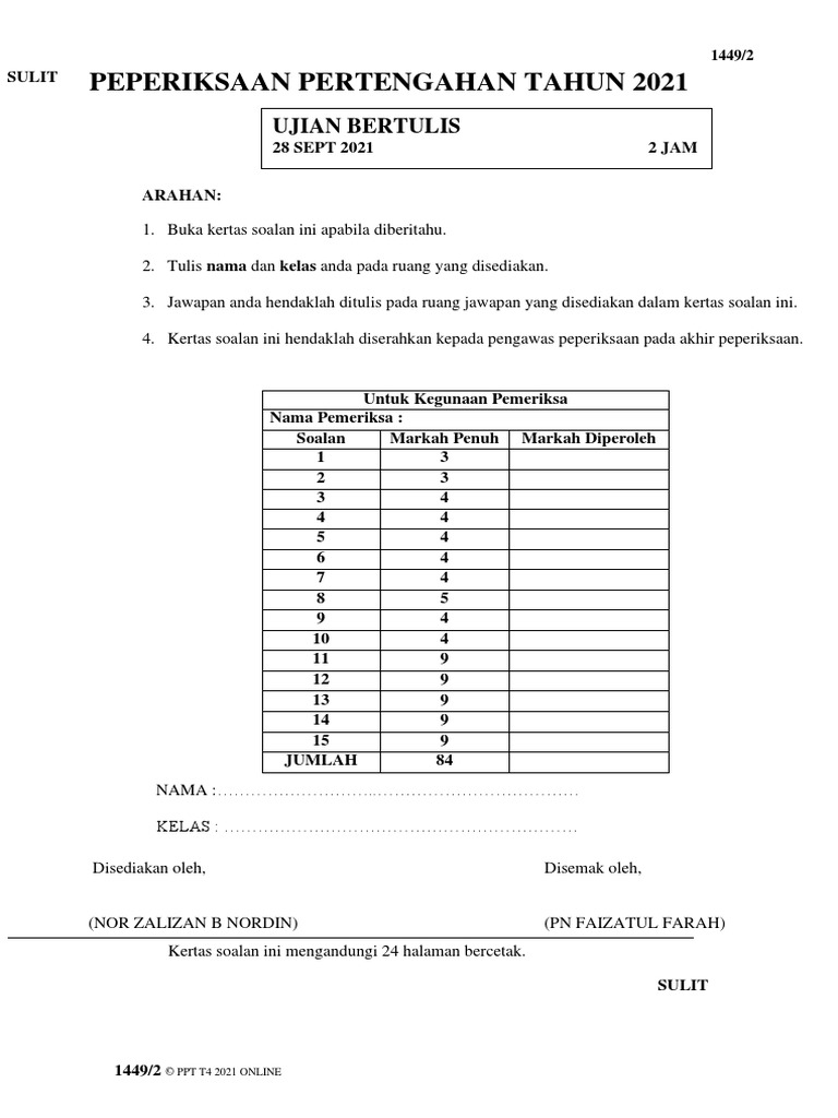 Soalan Math F4 2021 | PDF