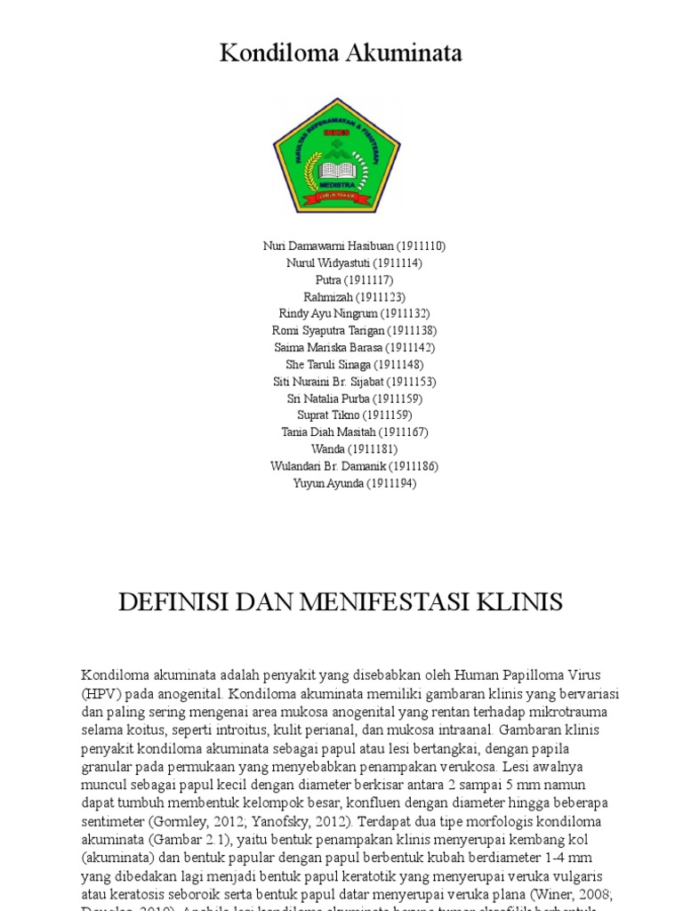 Kondiloma Akuminata: Definisi, Gejala, dan Perawatan | PDF