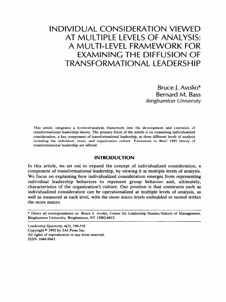 Individual Consideration Viewed at Multiple Levels of Analysis: A Multi ...