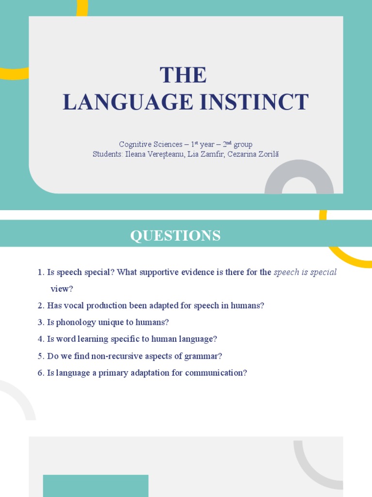 Presentation - Steven Pinker - The Language Instinct - 1.11.2021 | PDF ...