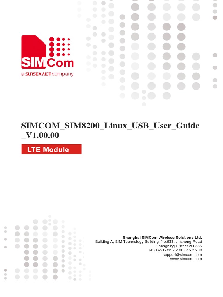 Simcom Sim8200 Linux Usb User Guide v1.00.00 20200509 | PDF | Device Driver | Modem