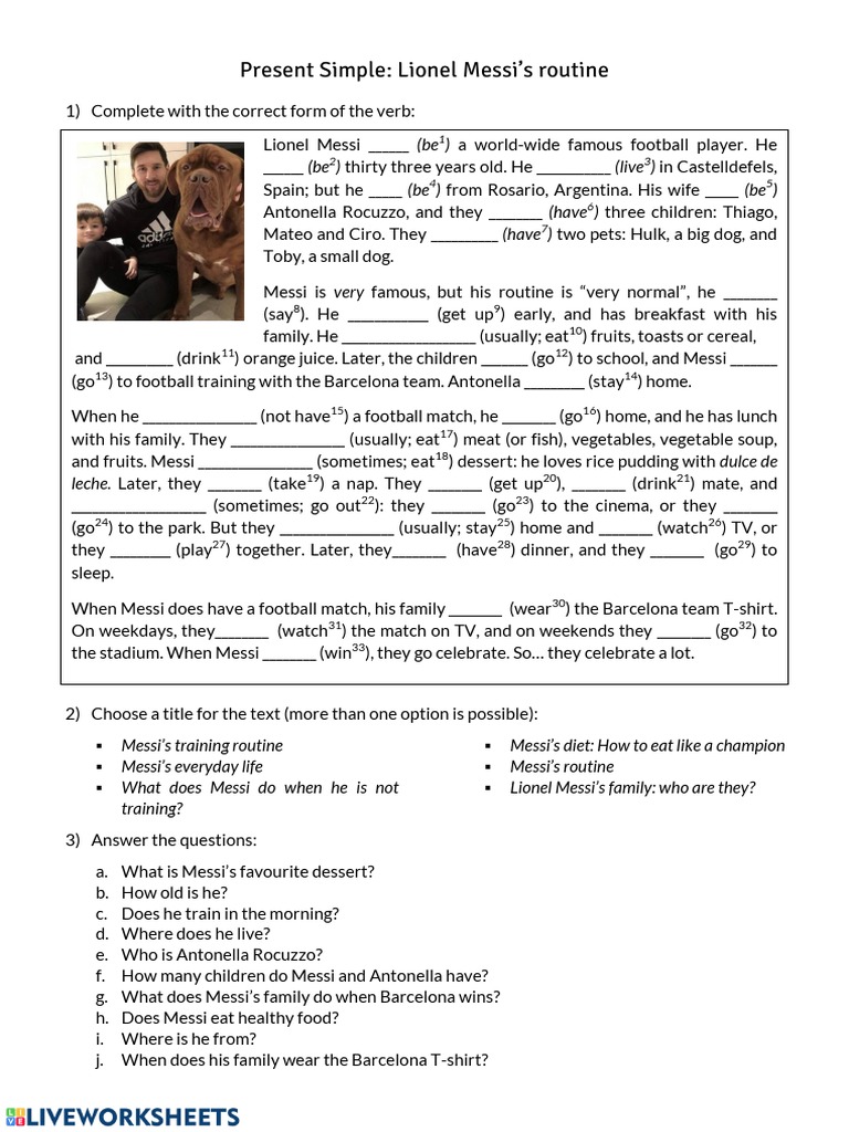 Reading Present Simple | PDF | Food And Drink | Foods